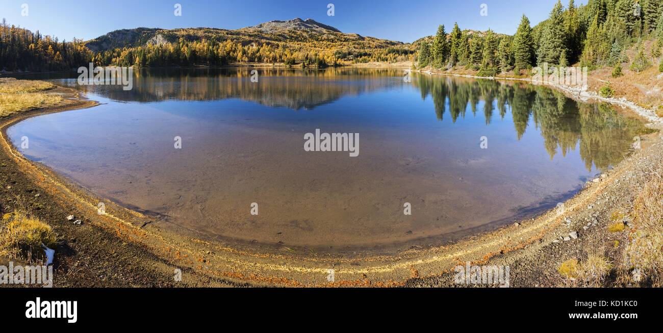 Larix Lake Autumn Panoramic Landscape Sunshine Meadows Banff National ...