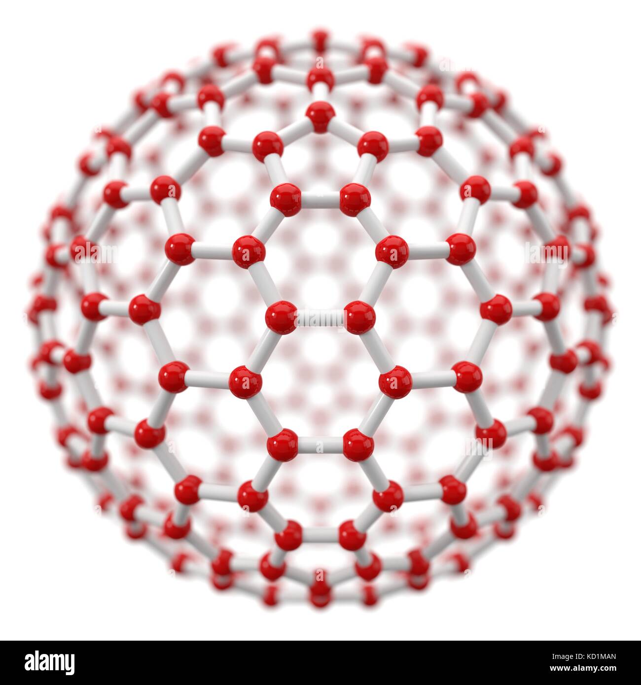 spherical molecule model of graphene. 3d illustration. suitable for ...