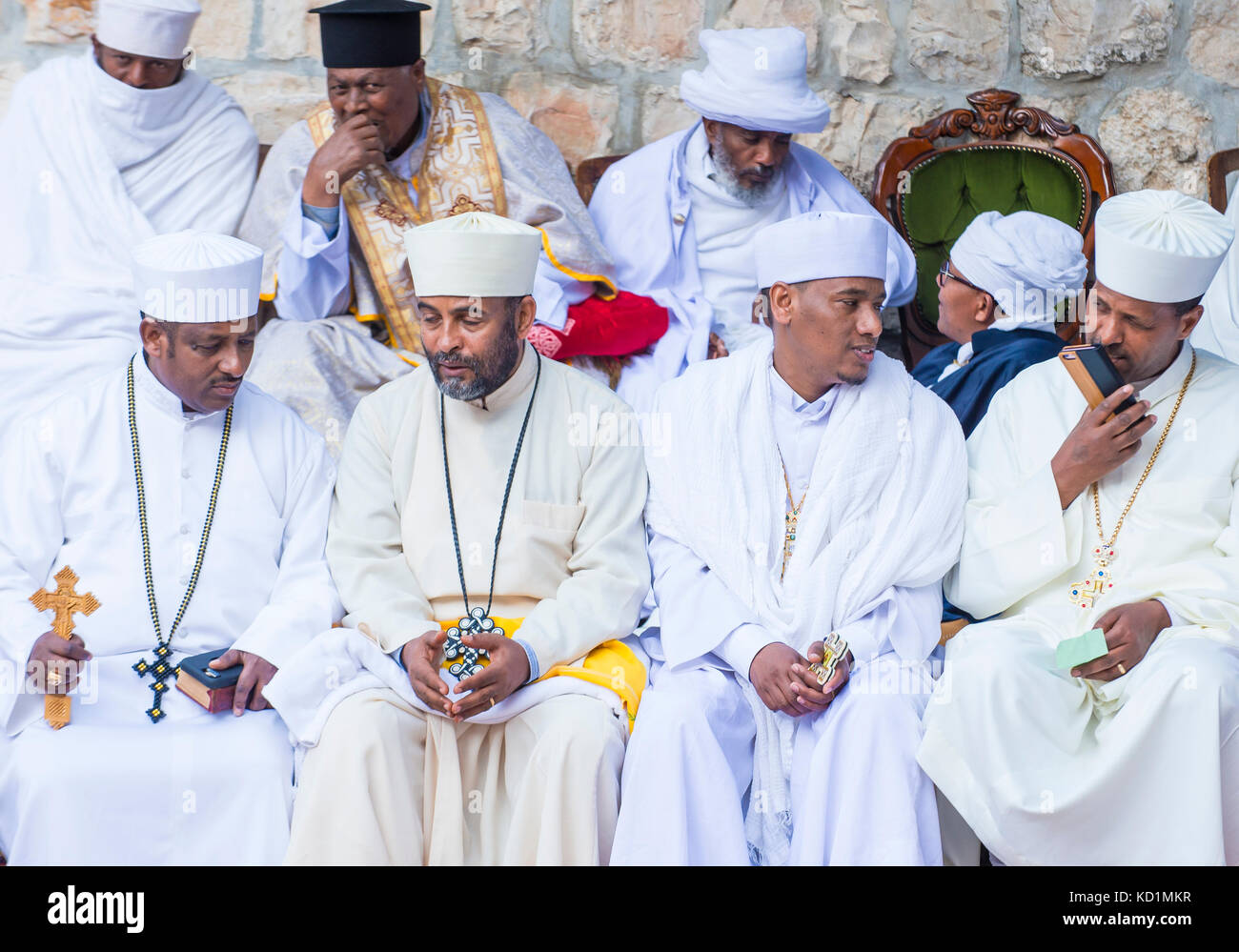 Ethiopian Orthodox pilgrims participates in the Holy fire ceremony at ...