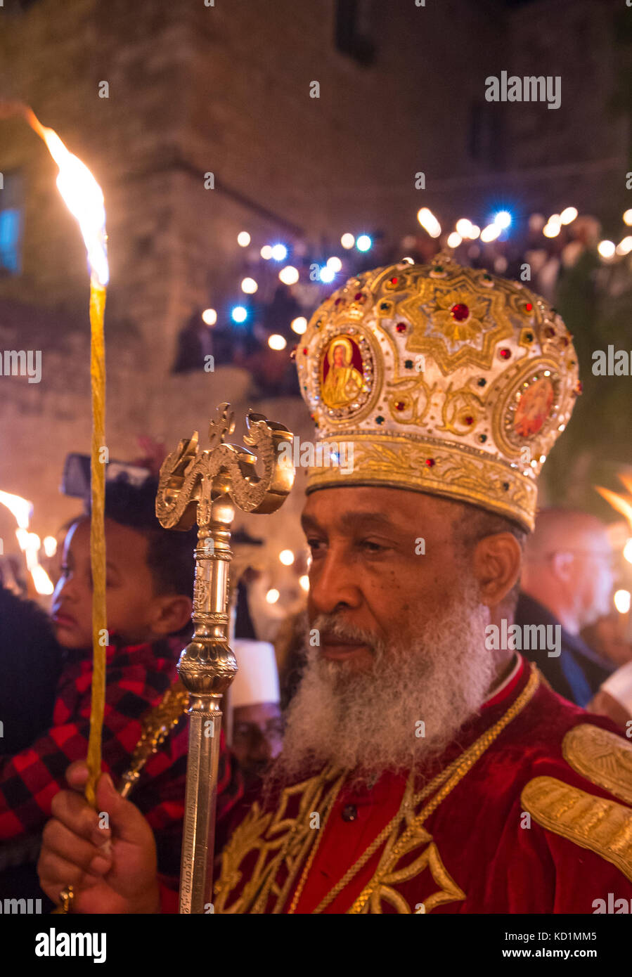 Ethiopian Orthodox pilgrim participate in the Holy fire ceremony at the ...