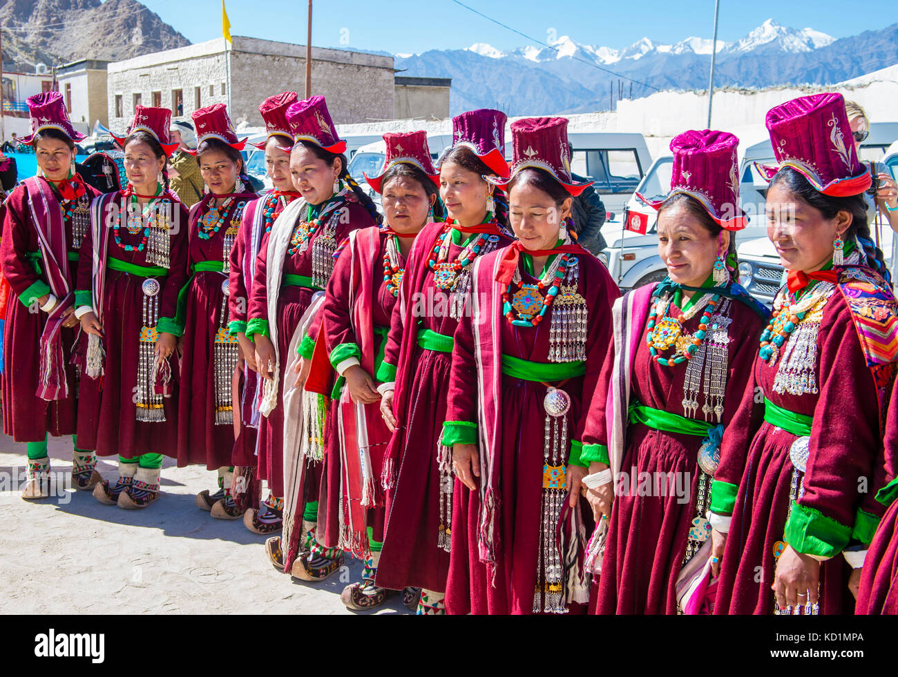 LEH, INDIA - SEPTEMBER 20, 2017: Unidentified Ladakhi people with ...