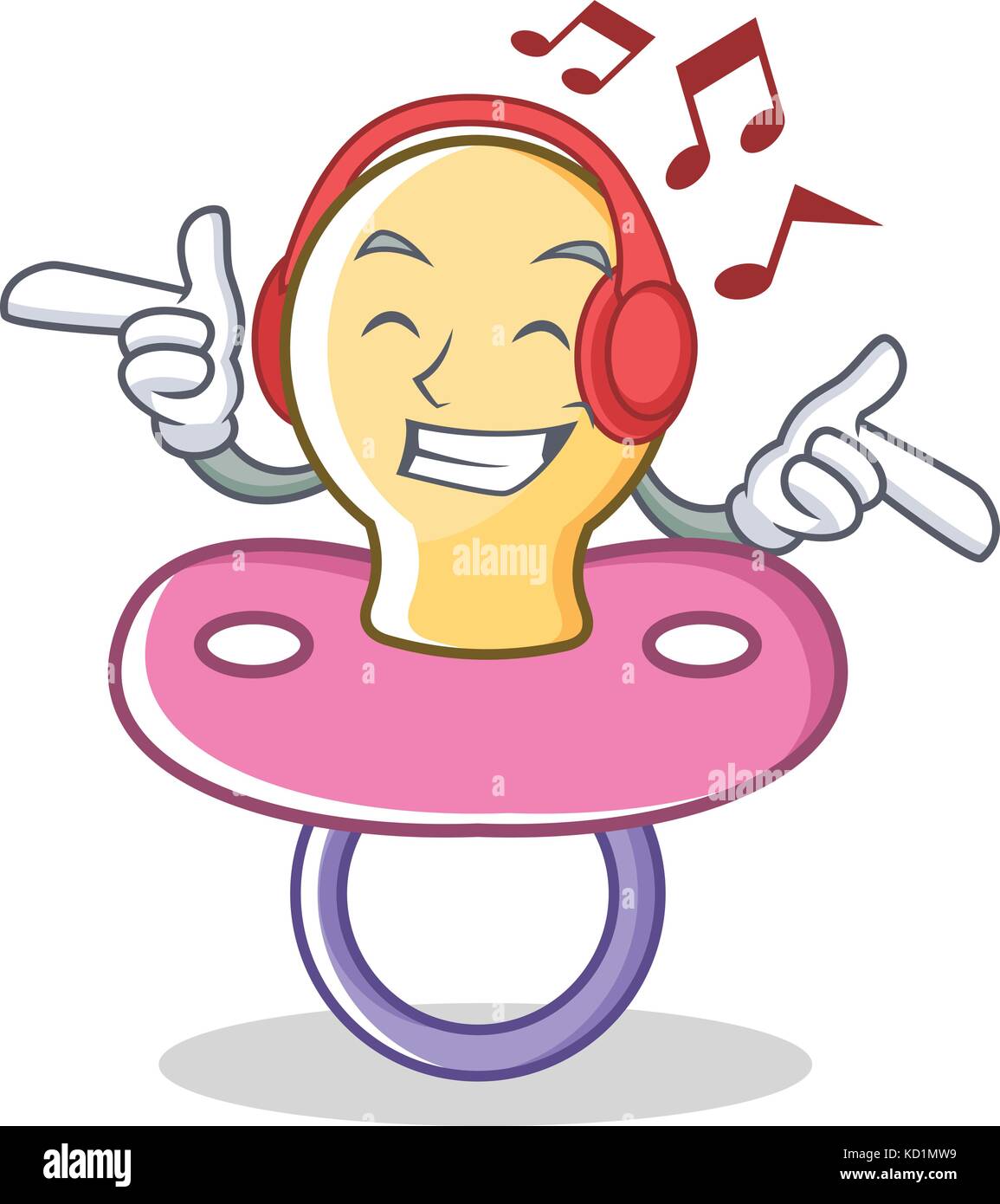 Listening music baby pacifier character cartoon Stock Vector Image ...