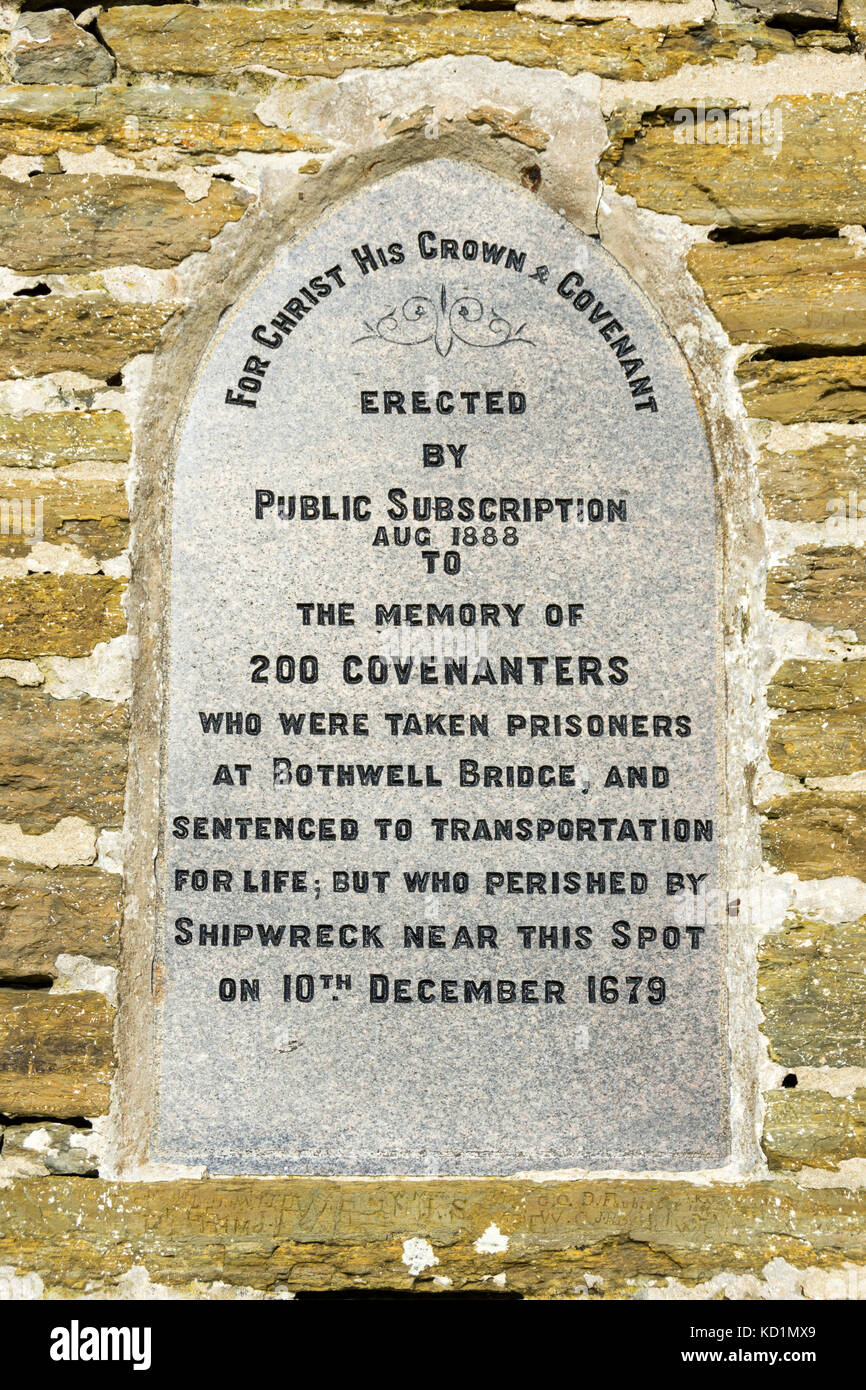 Stone plaque on the Covenanters' Memorial near Mull Head, Deerness ...