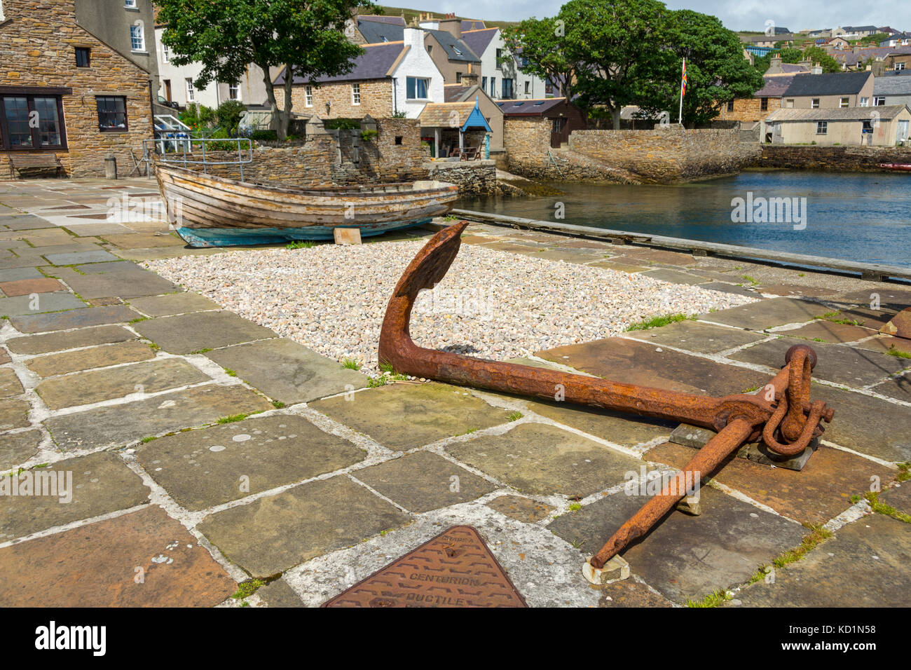 Old boat and anchor at the old jetty, Stromness, Orkney Mainland ...