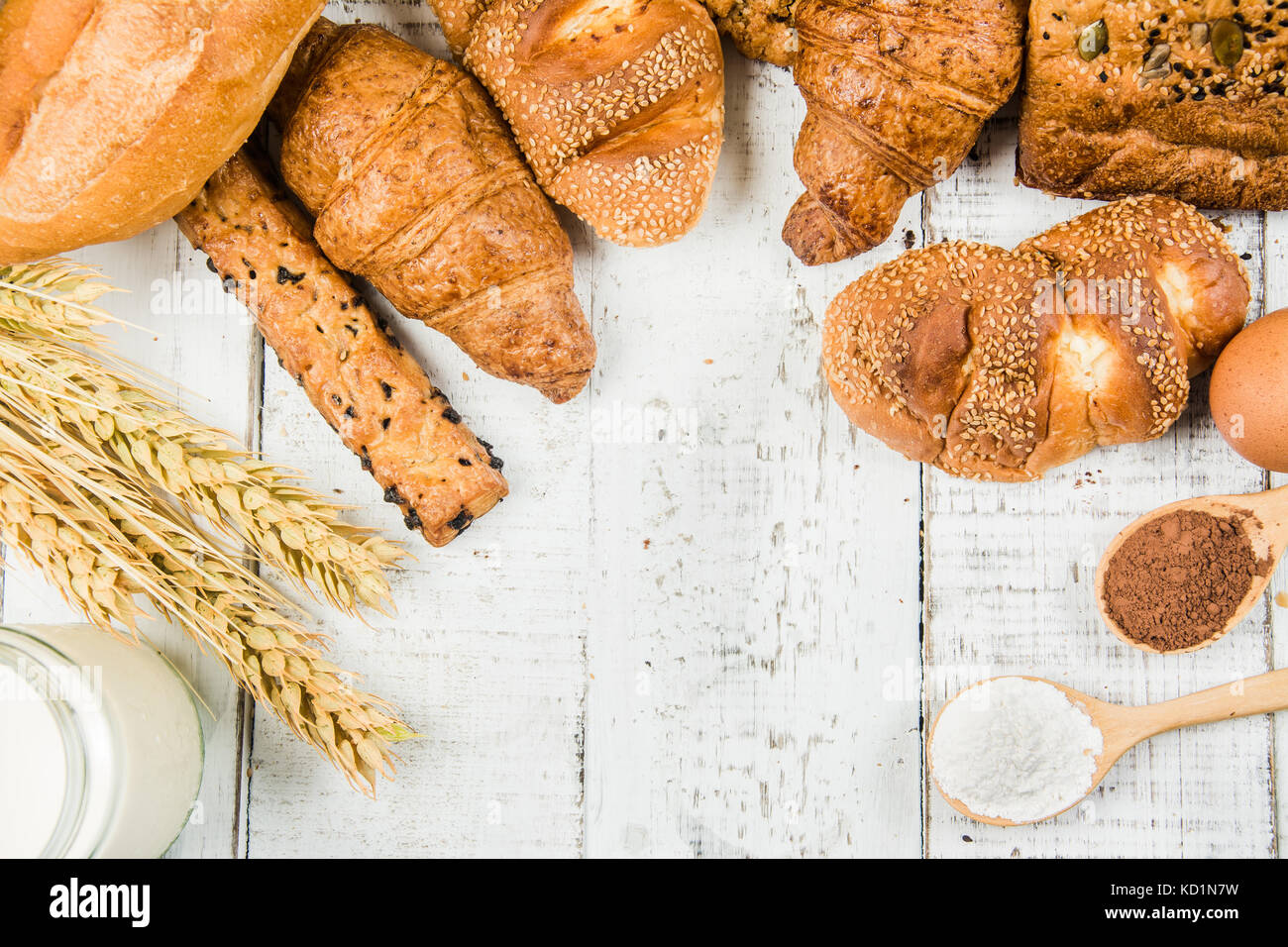 bakery on wood white background Stock Photo - Alamy