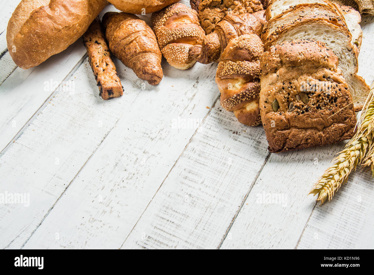 bakery on wood white background Stock Photo - Alamy