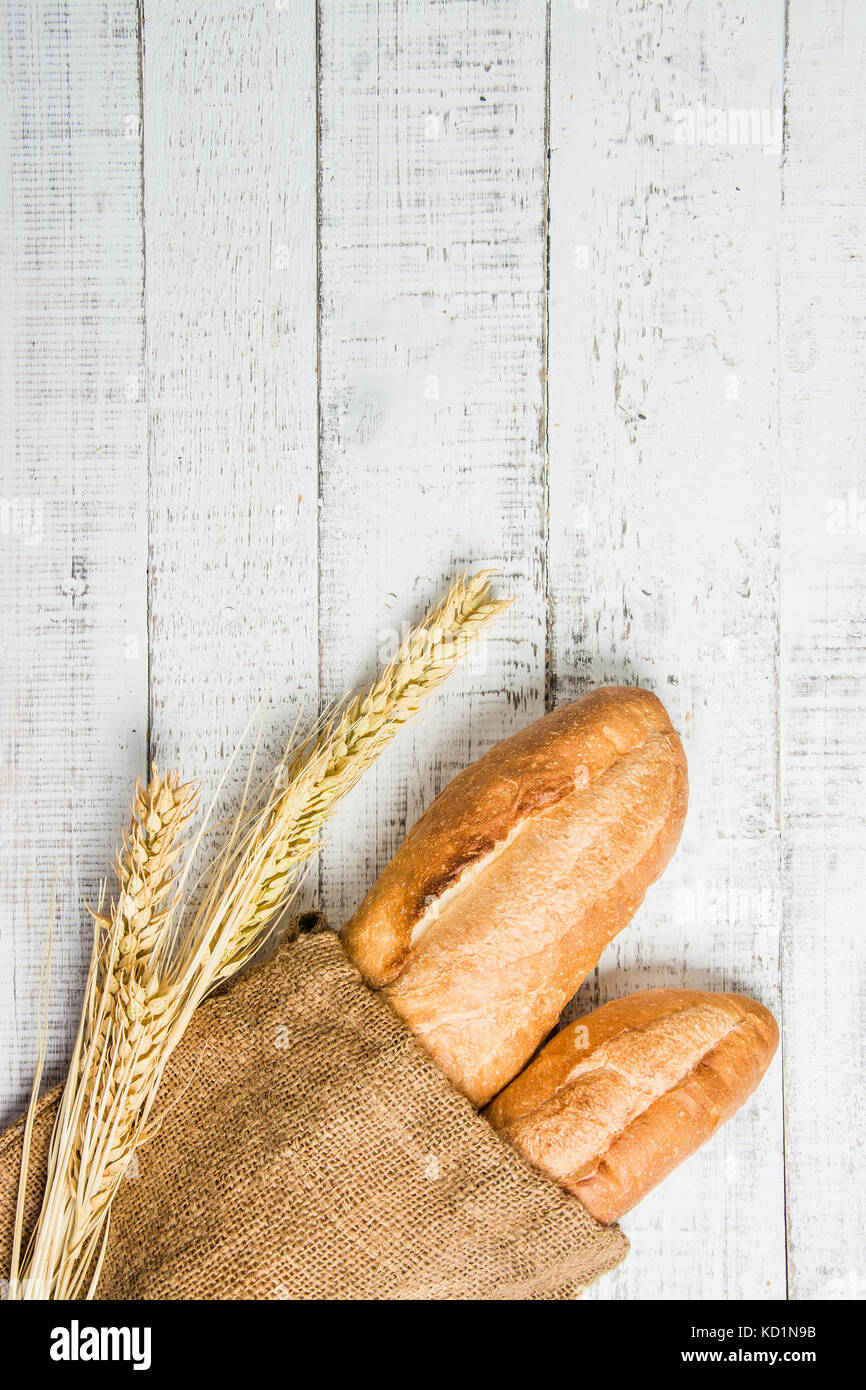 bakery on wood white background Stock Photo - Alamy