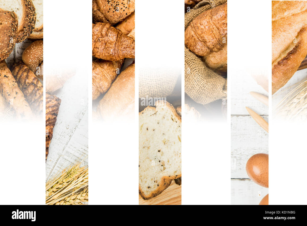 Collage of bakery food close-up for background Stock Photo - Alamy