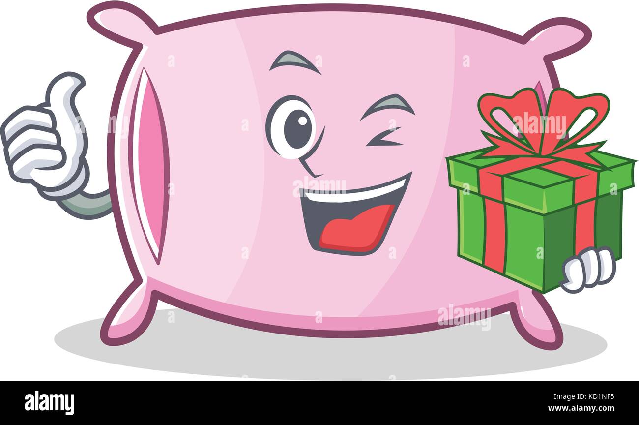 With gift pillow character cartoon style Stock Vector Image & Art - Alamy