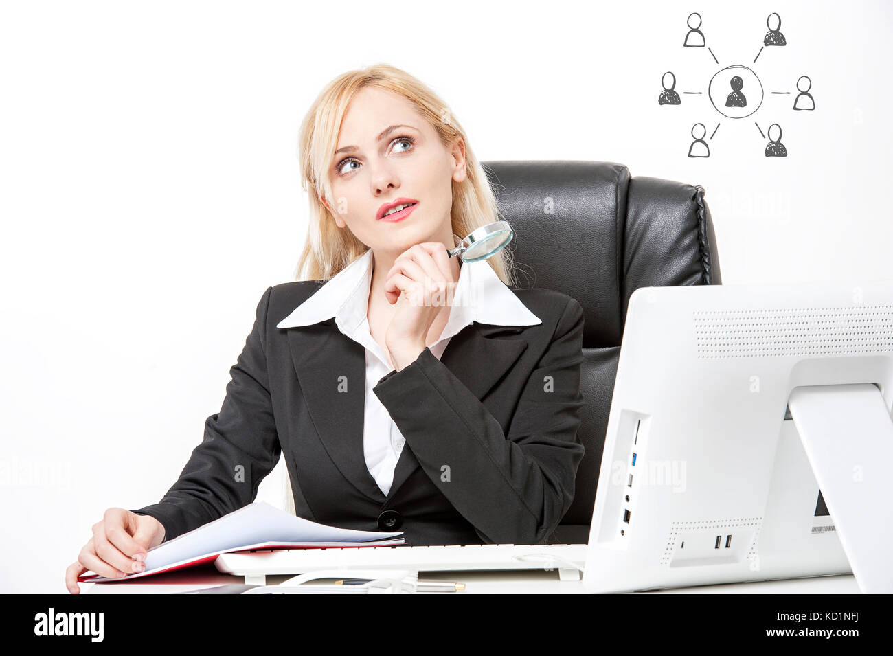 Woman Investigator thinking Stock Photo - Alamy