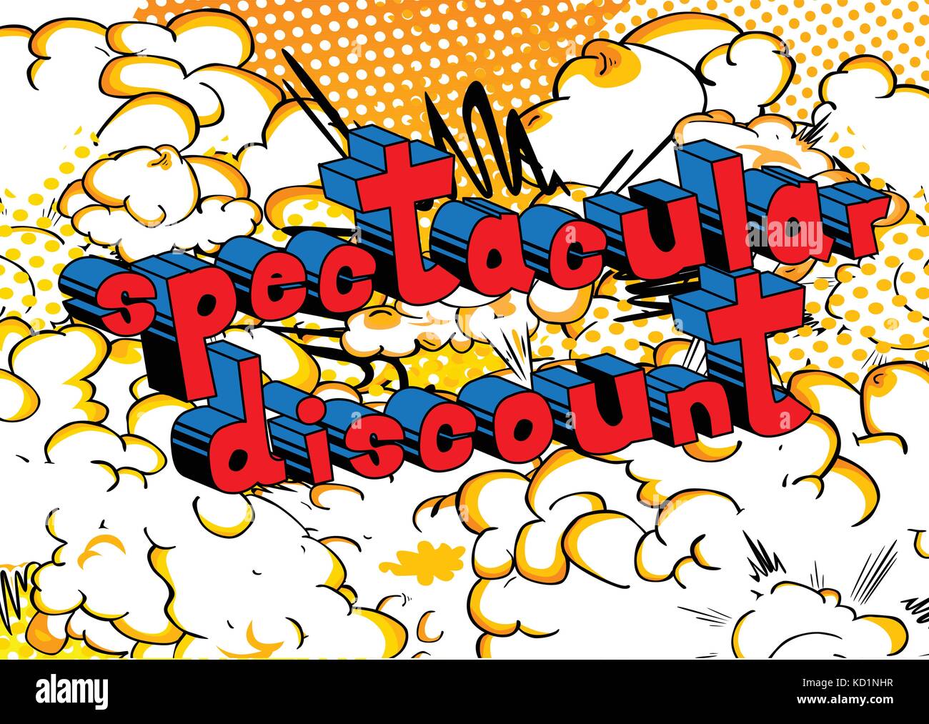 Spectacular Discount - Comic book style word on abstract background ...
