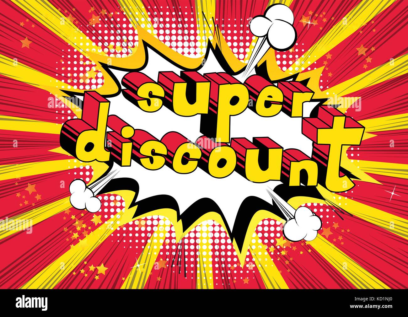 Super Discount - Comic book style word on abstract background Stock ...