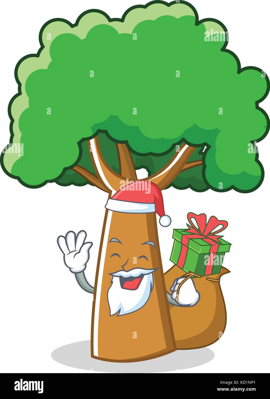 Santa tree character cartoon style Stock Vector Image & Art - Alamy