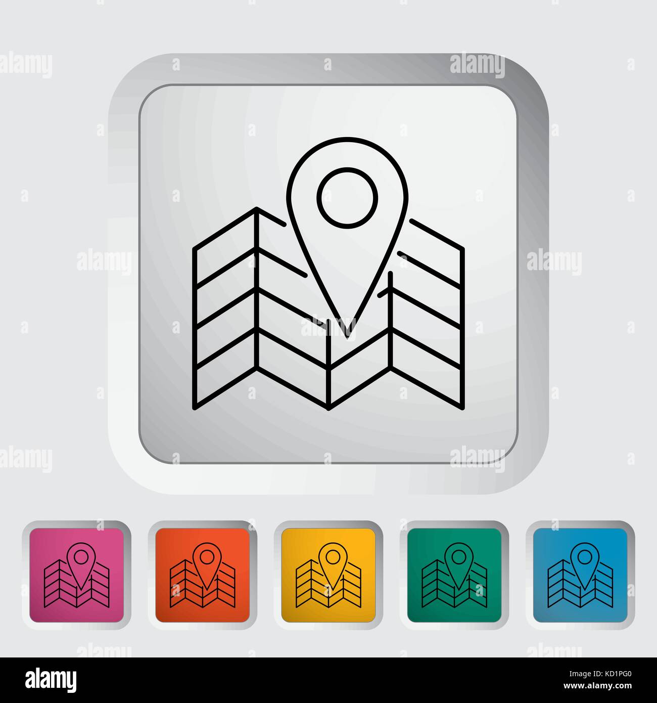 Map pointer. Outline icon on the button. Vector illustration Stock Vector Image & Art - Alamy