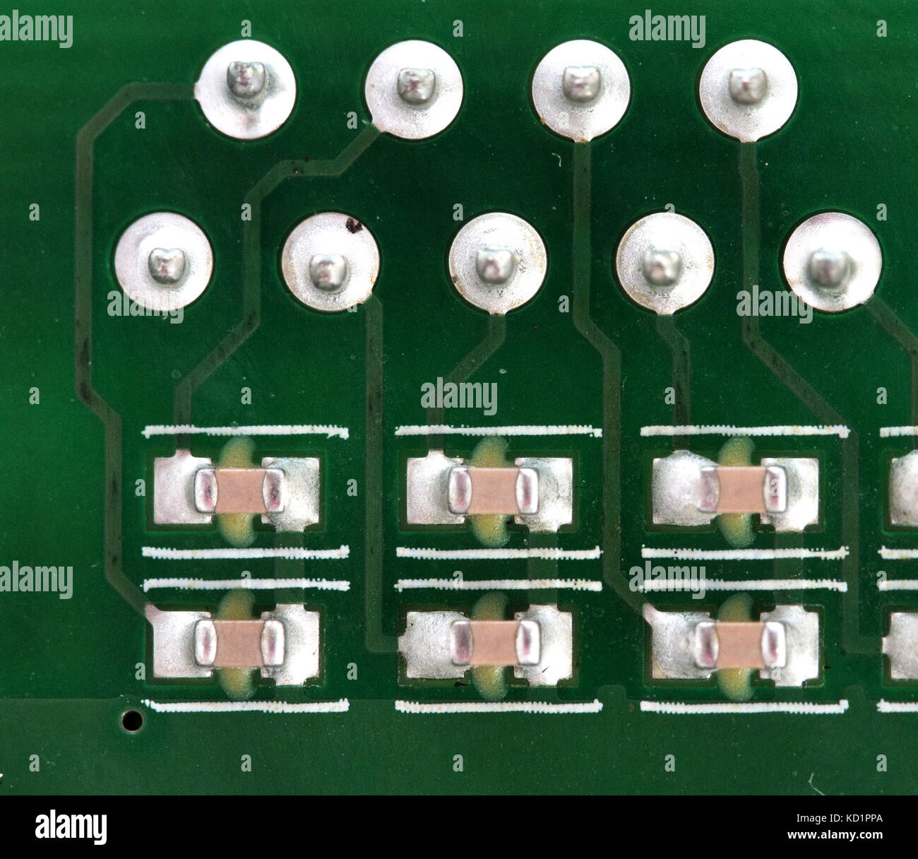 Detail of an electronic printed circuit board with many electrical ...