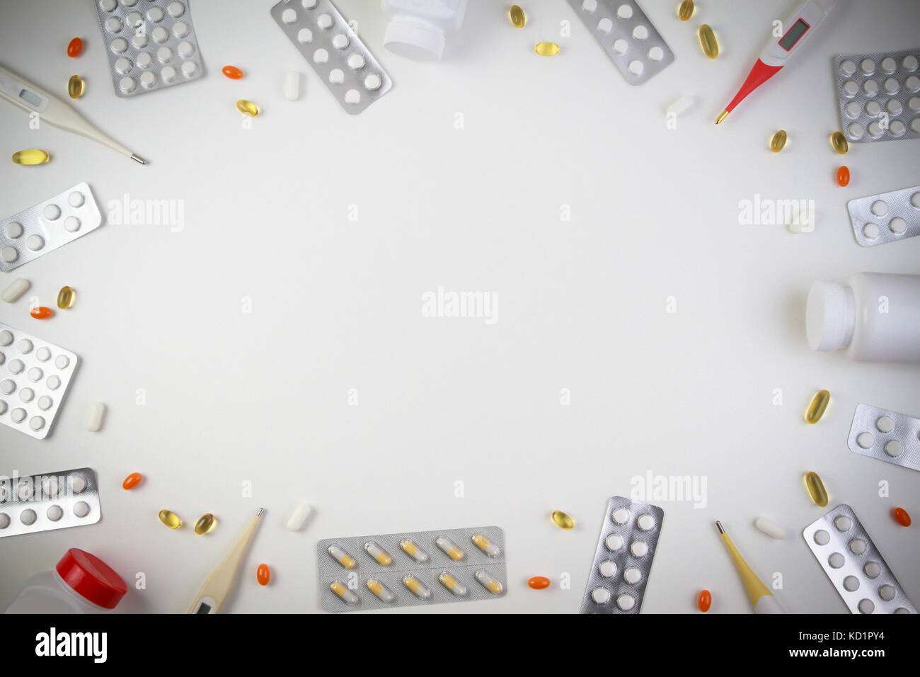 Pills border background. Vitamins, pills in blister pack drug tablets ...