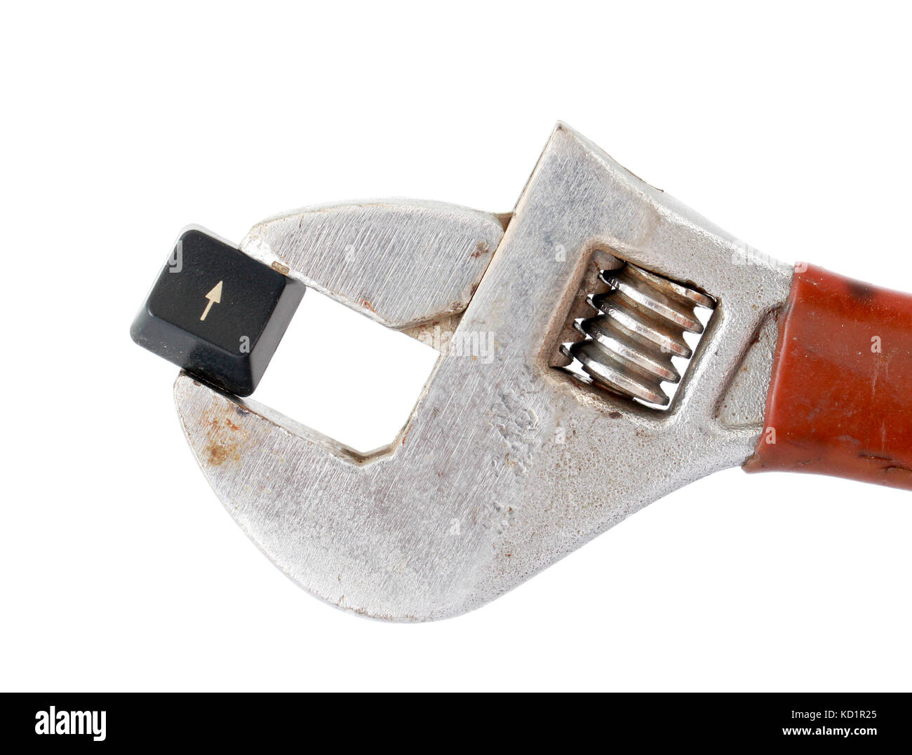 image of an arrow sign of computer keyboard on adjustable pliers pipe ...