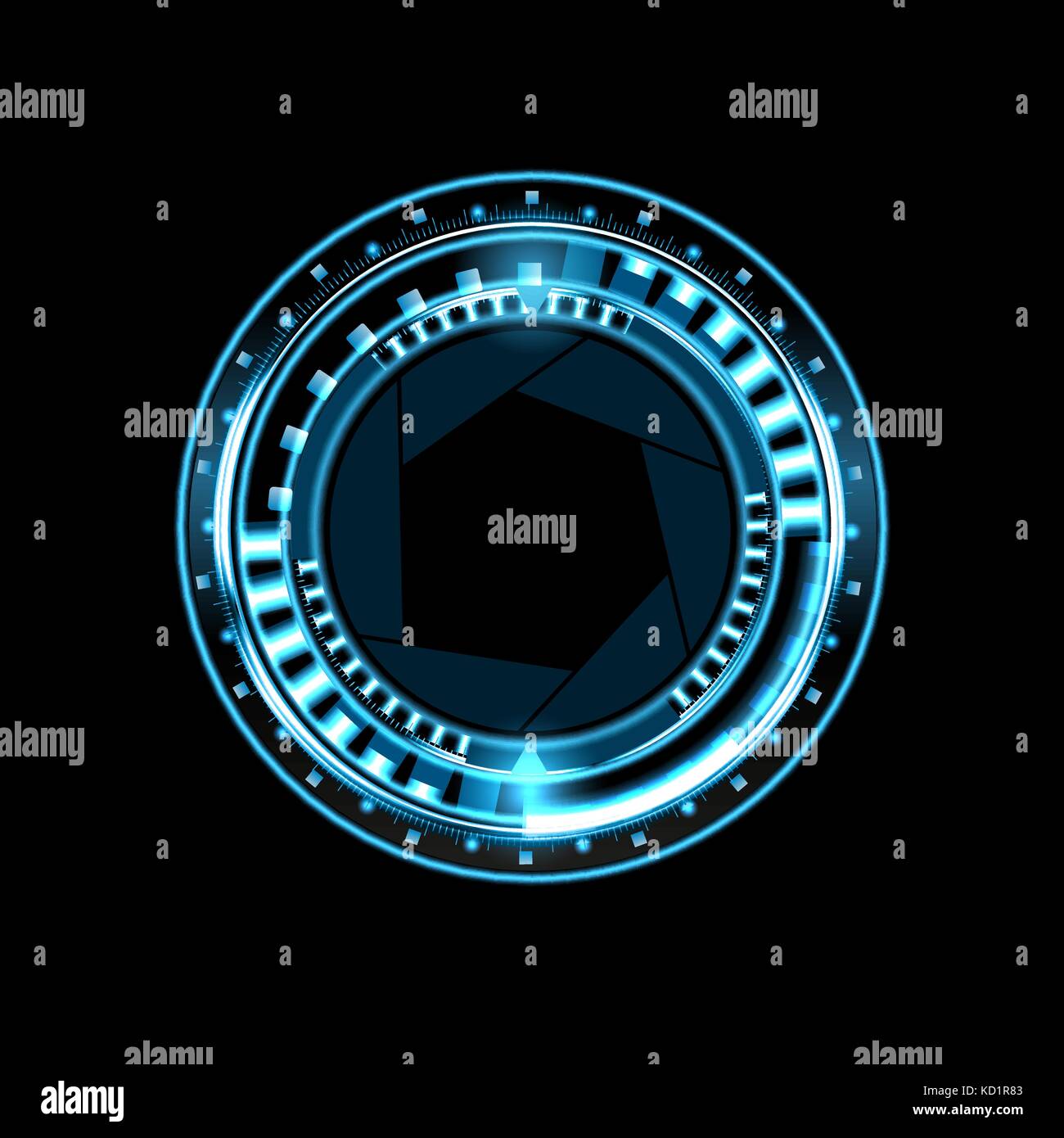Brilliant technological eye HUD on a black background. Lens with ...