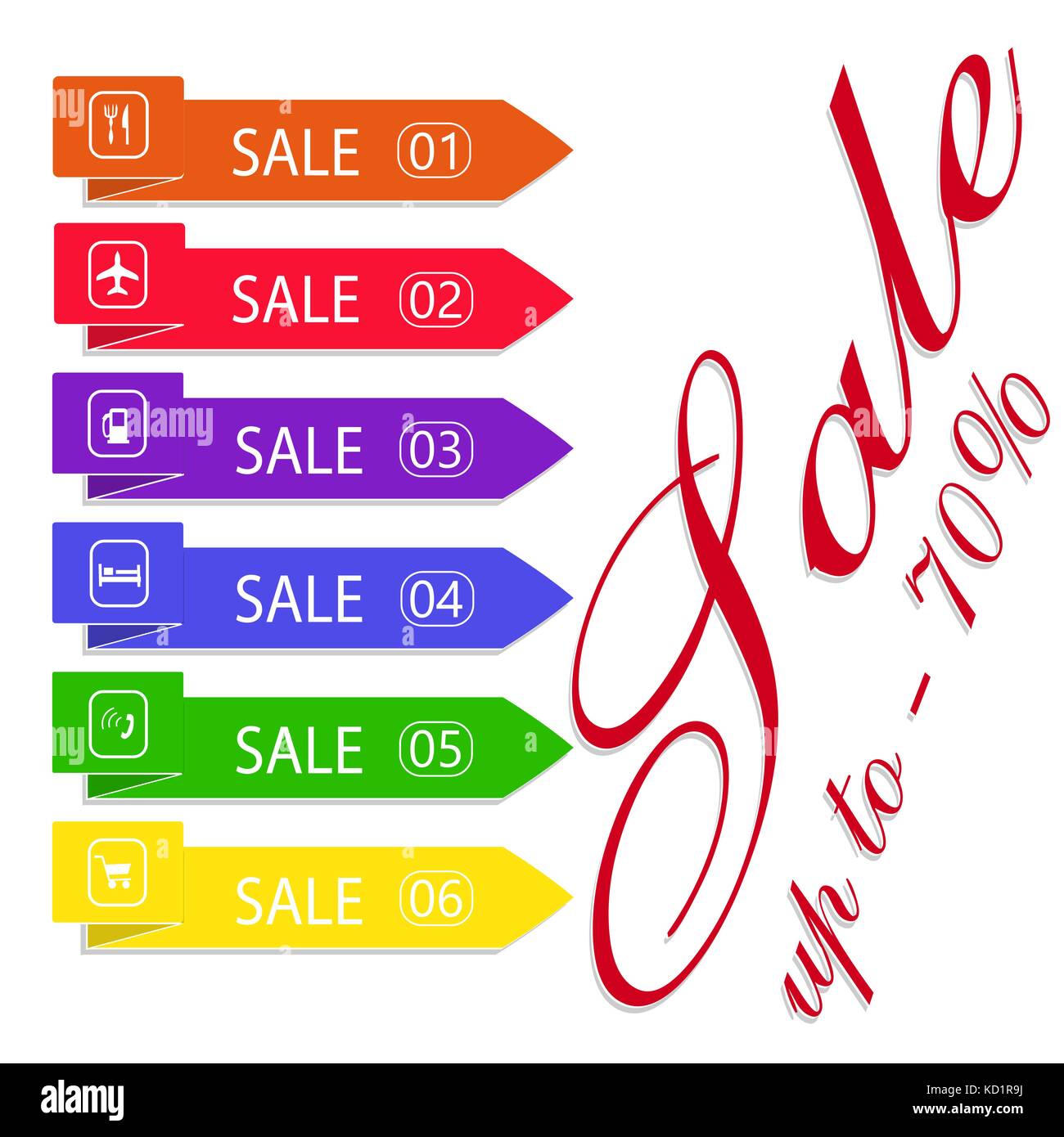 Sale. Set of different arrow pointers. Sign isolated on white ...