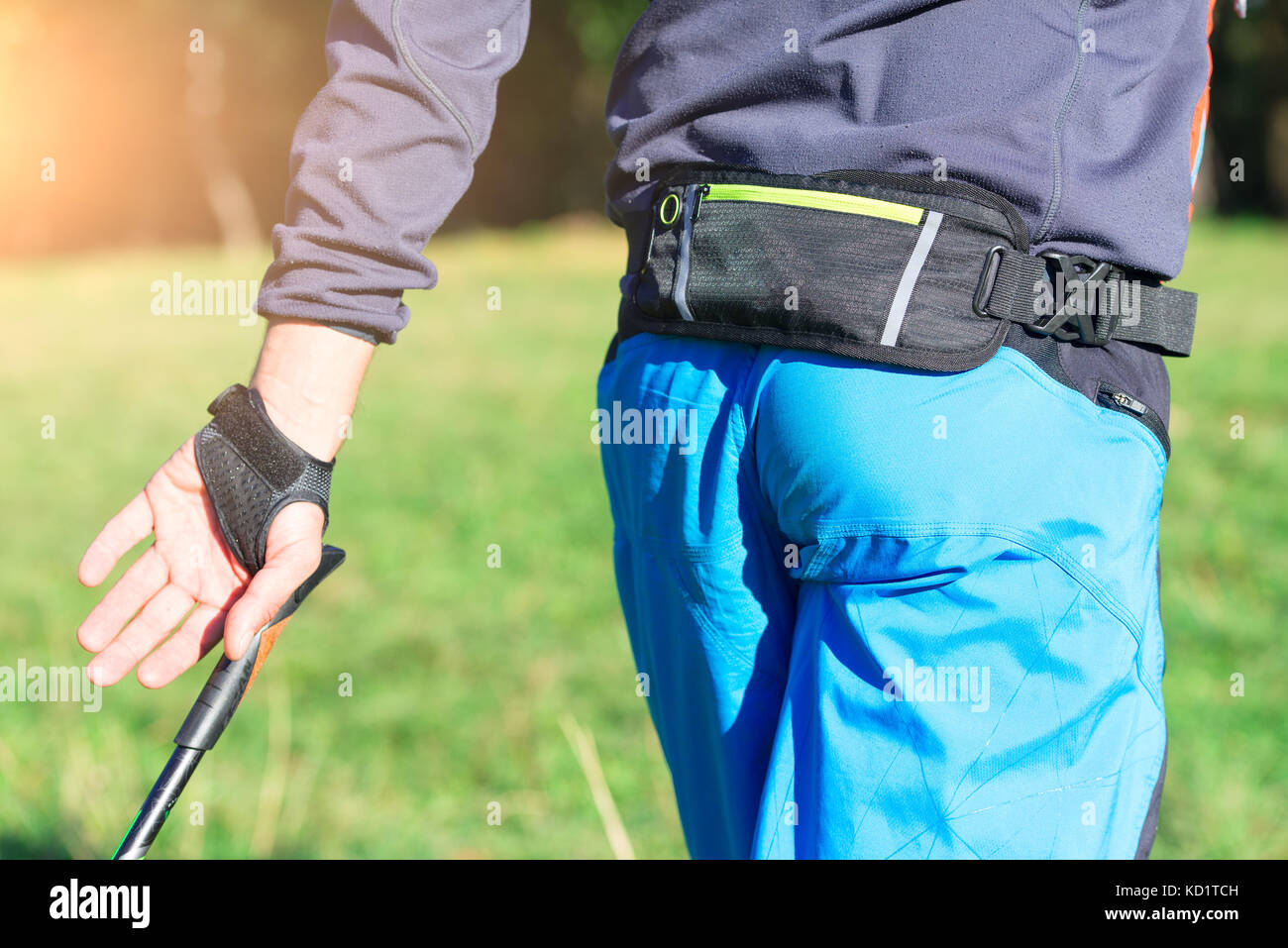 Detail of nordic walking stick with hand hook Stock Photo - Alamy