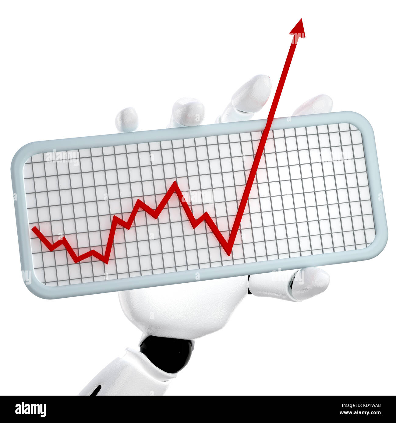 A 3d robotic hand hold a plate with the graph Stock Photo - Alamy