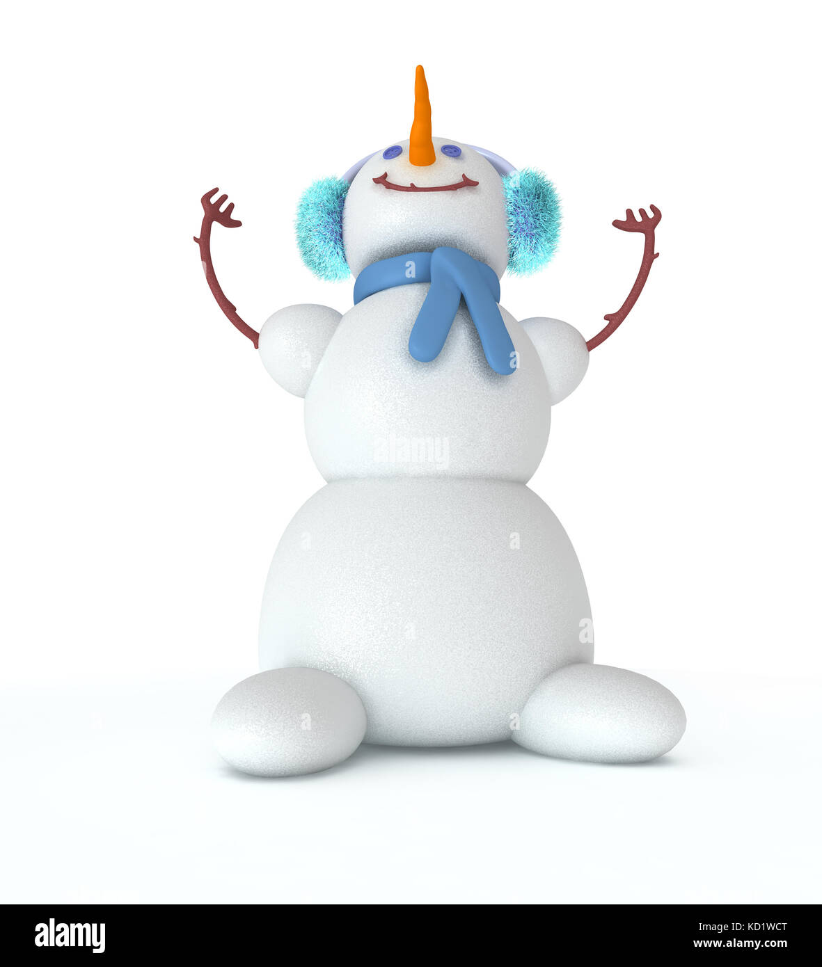 Snowman looking up on the white background Stock Photo - Alamy