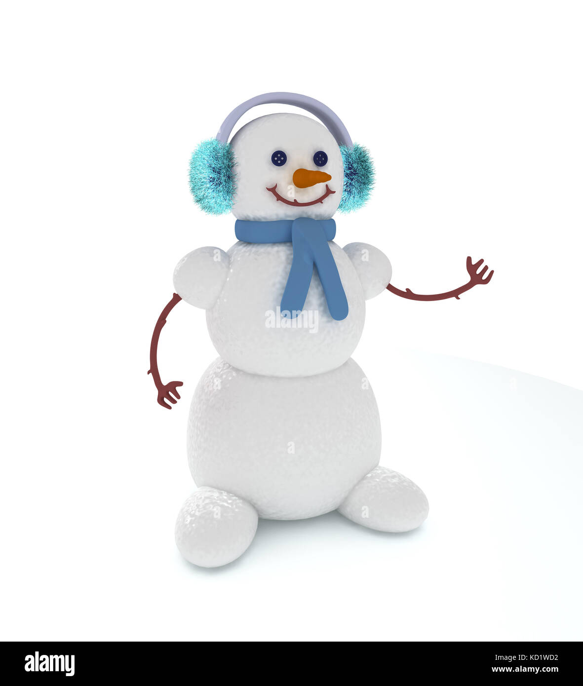 3d cute snowman that point at something of your choice Stock Photo - Alamy