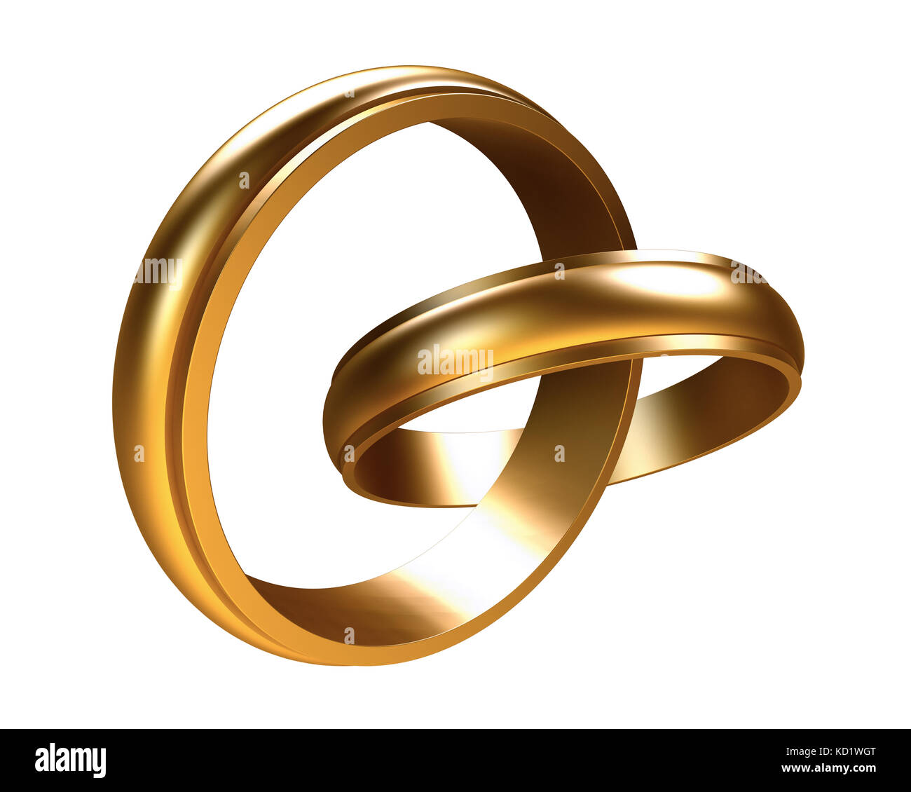 Two linked gold rings. Including clipping path Stock Photo - Alamy
