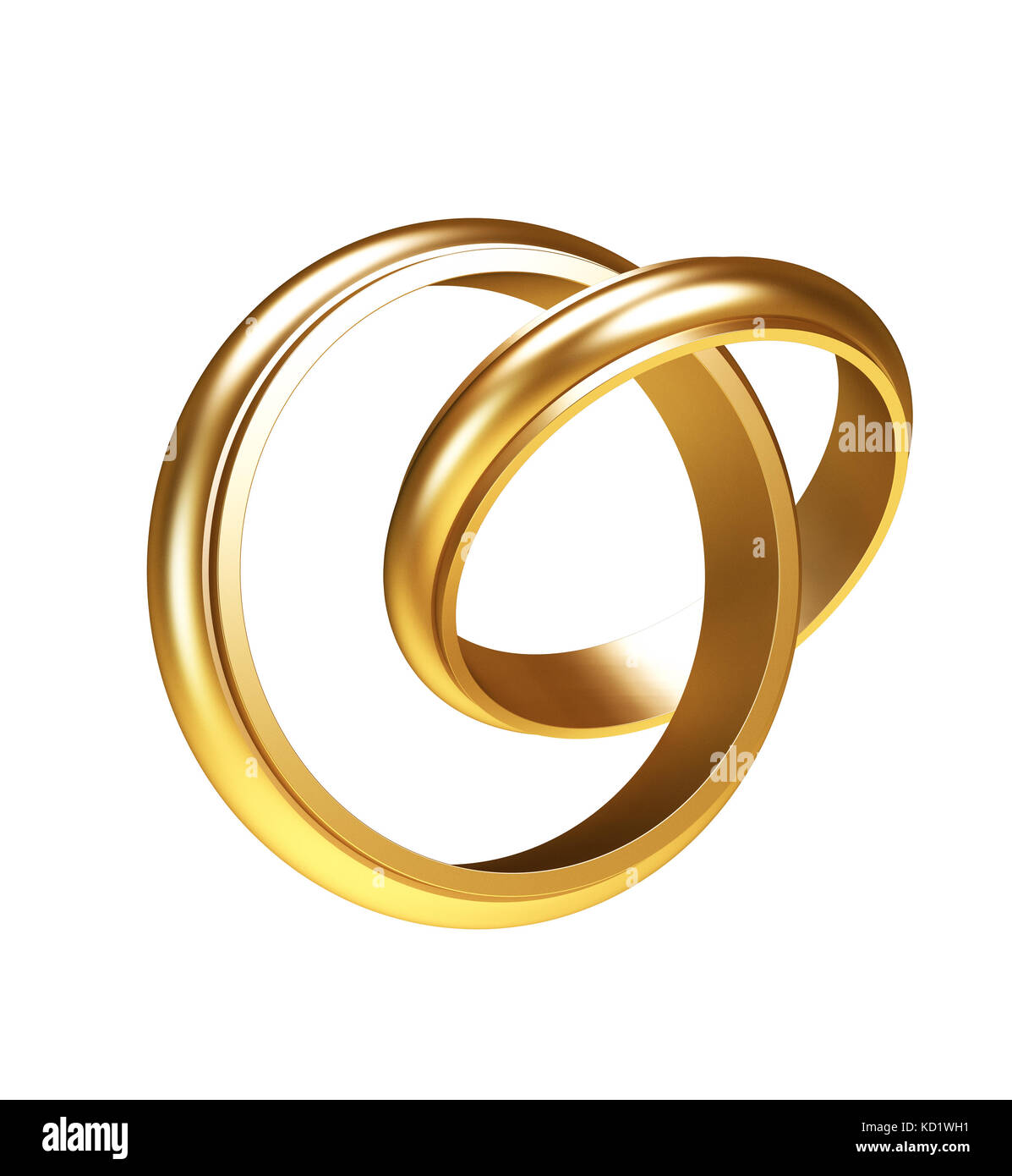 Two linked gold rings. Including clipping path Stock Photo - Alamy