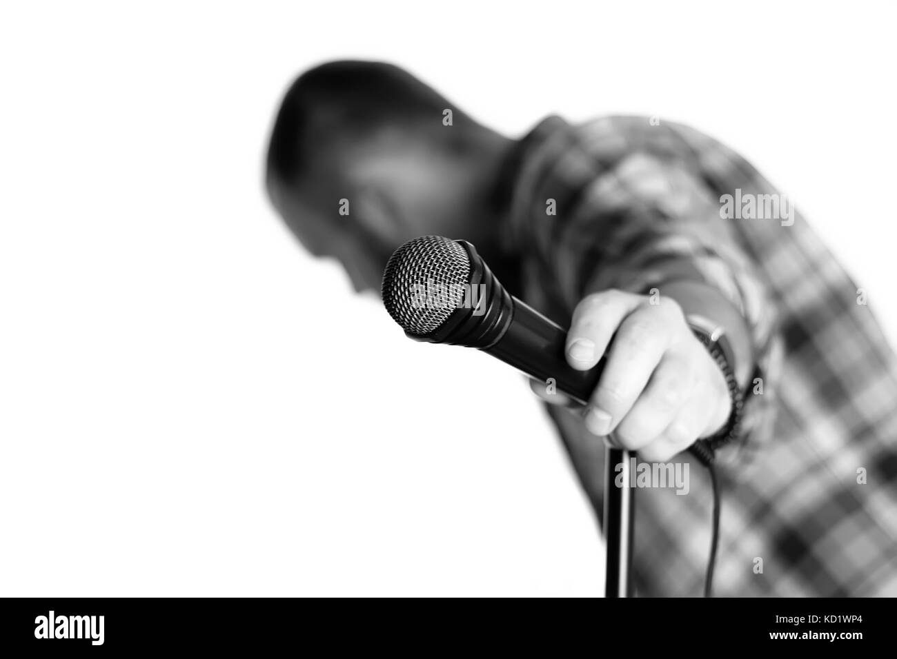 Microphone isolated man hand Stock Photo - Alamy