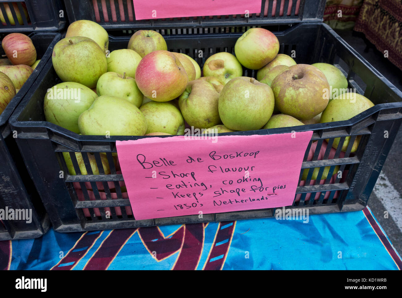 Belle de Boskoop apples for sale at a Farmer's market Stock Photo - Alamy