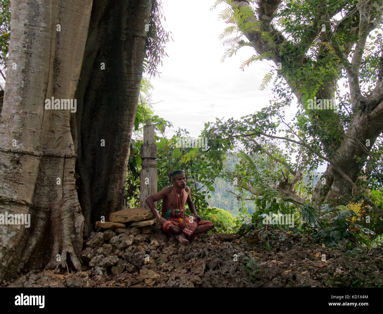 Warrior of former headhunting None tribe,West Timor, Indonesia in ...