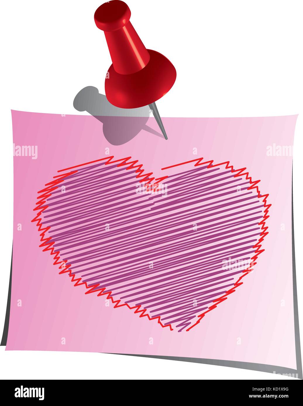 Heart on the reminder note Stock Vector Image & Art - Alamy