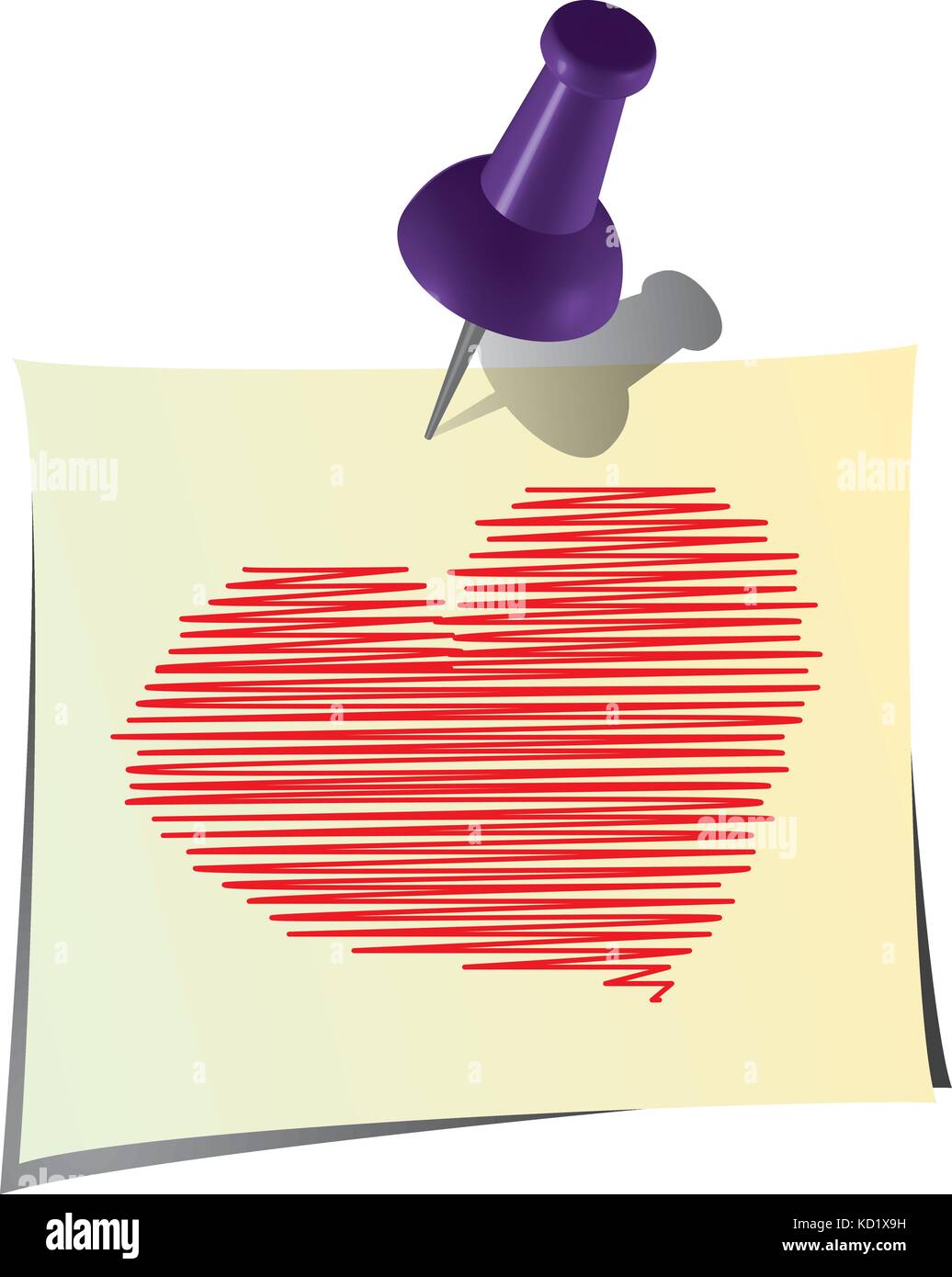 Red paper heart on yellow Stock Vector Images - Alamy