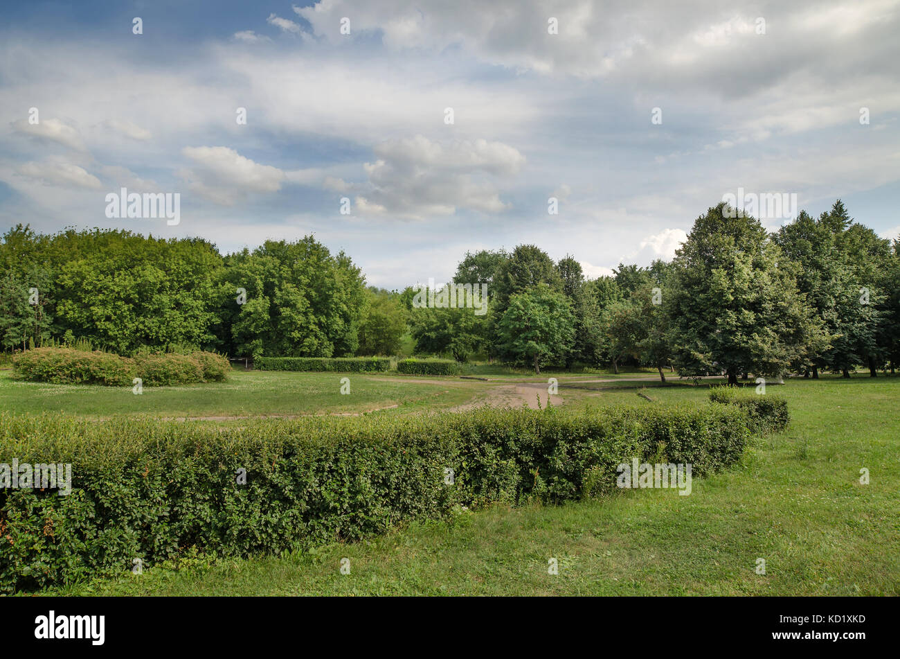 Blue sky, green grass and park in Moscow, Russia Stock Photo - Alamy