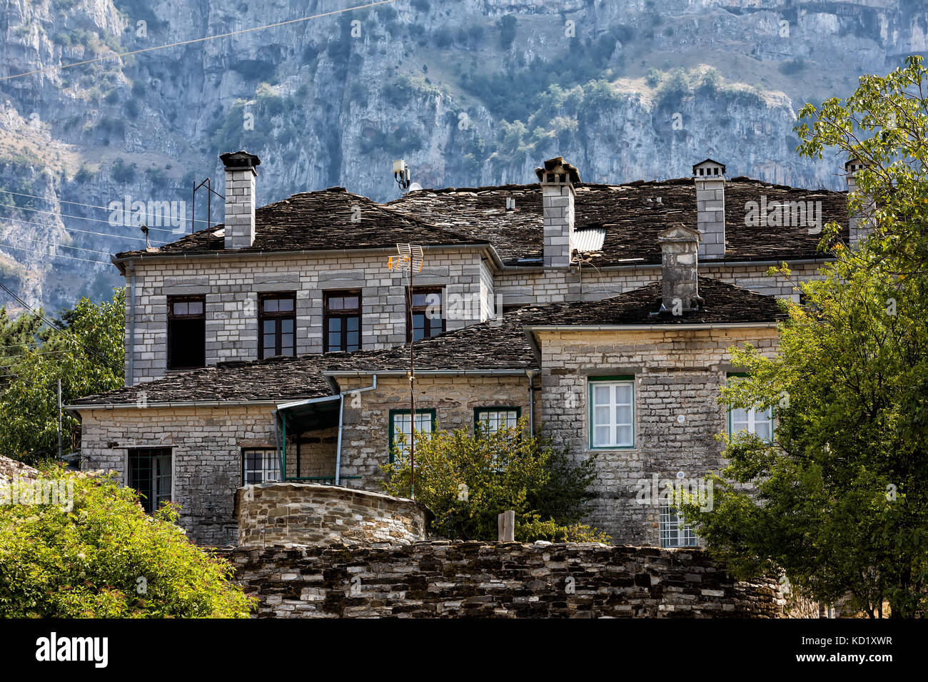 old stone houses in the village Papingo of Zagorochoria, Epirus, Western Greece Stock Photo - Alamy