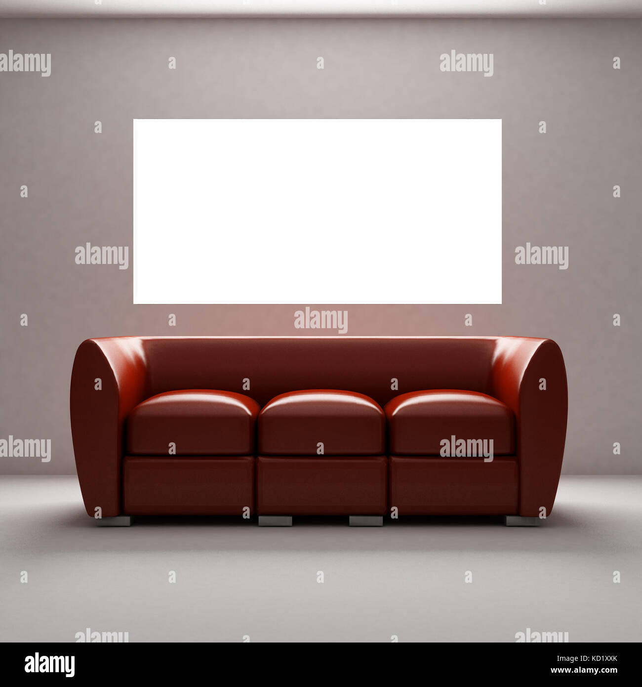 Red sofa with place on the wall for yours text Stock Photo - Alamy