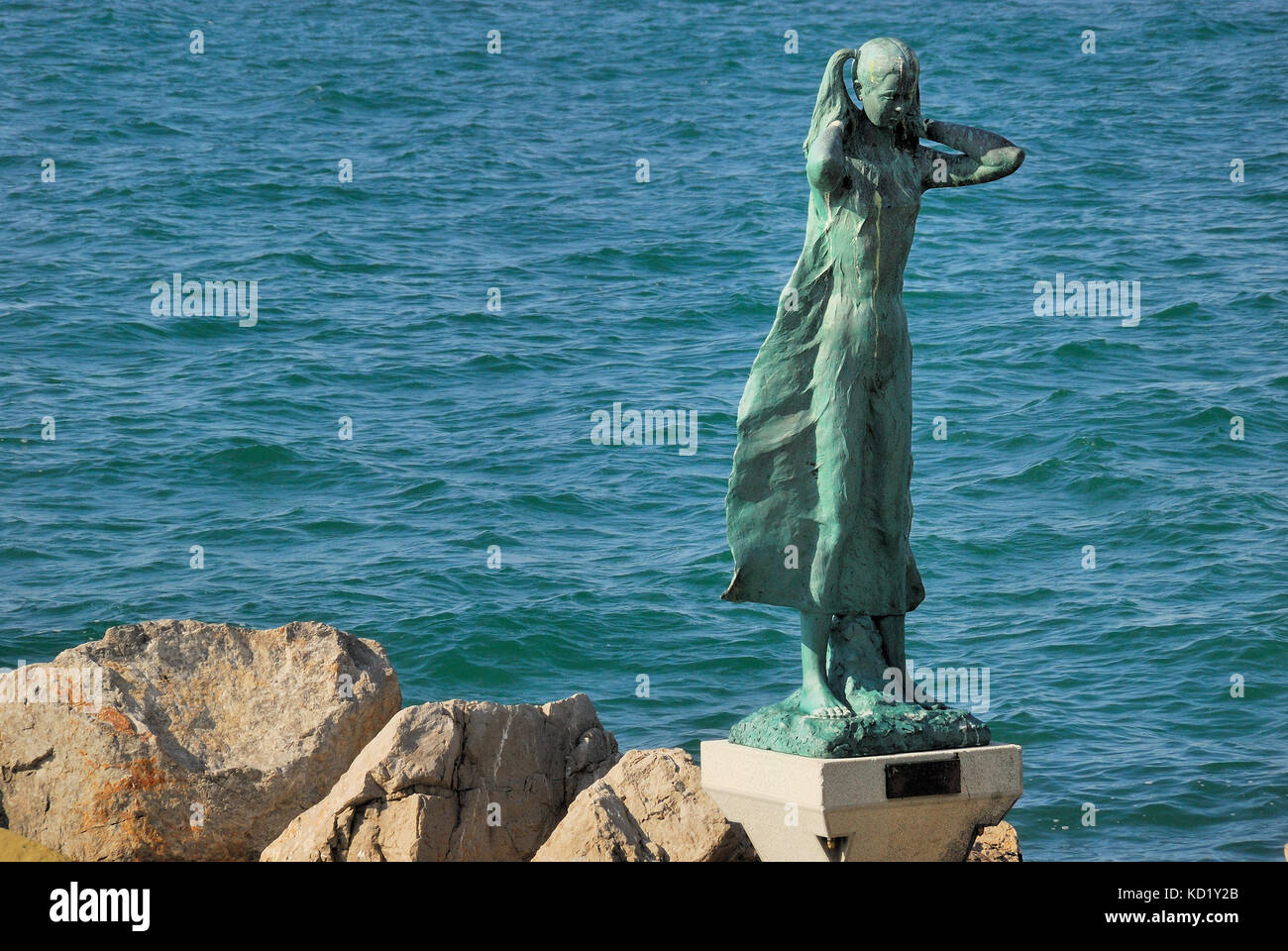 Trieste, Italy. The bronze statue "La Mula de Trieste", sculptor Nino ...