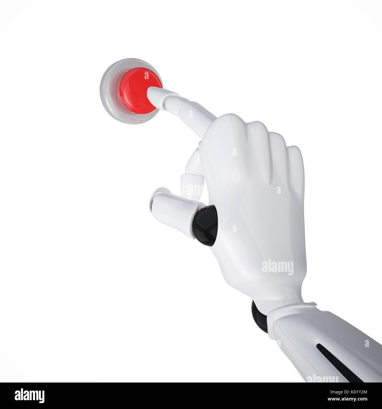 Robotic hand pushing the button. Including clipping path Stock Photo ...