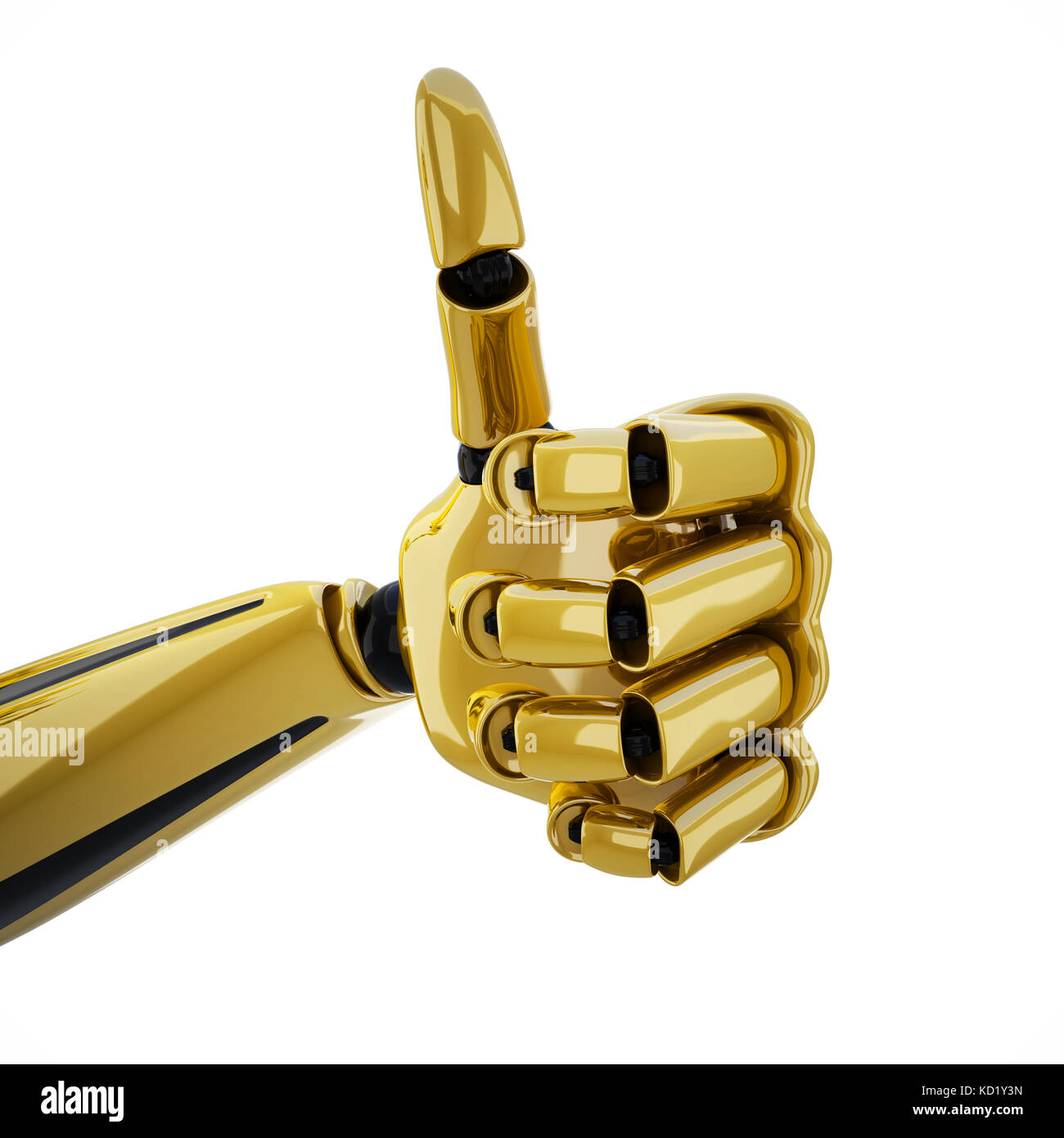 Gold 3d robotic hand giving the "yeah" sign. Including clipping path ...