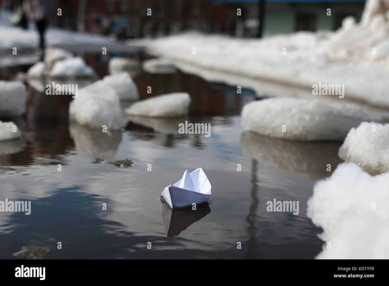 paper boat in a pool Stock Photo - Alamy