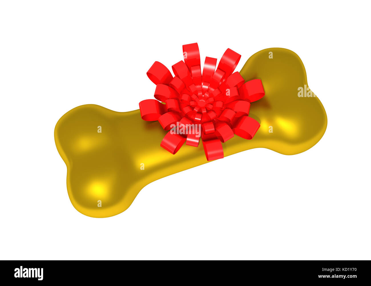 Golden bone with bow on the white background Stock Photo - Alamy