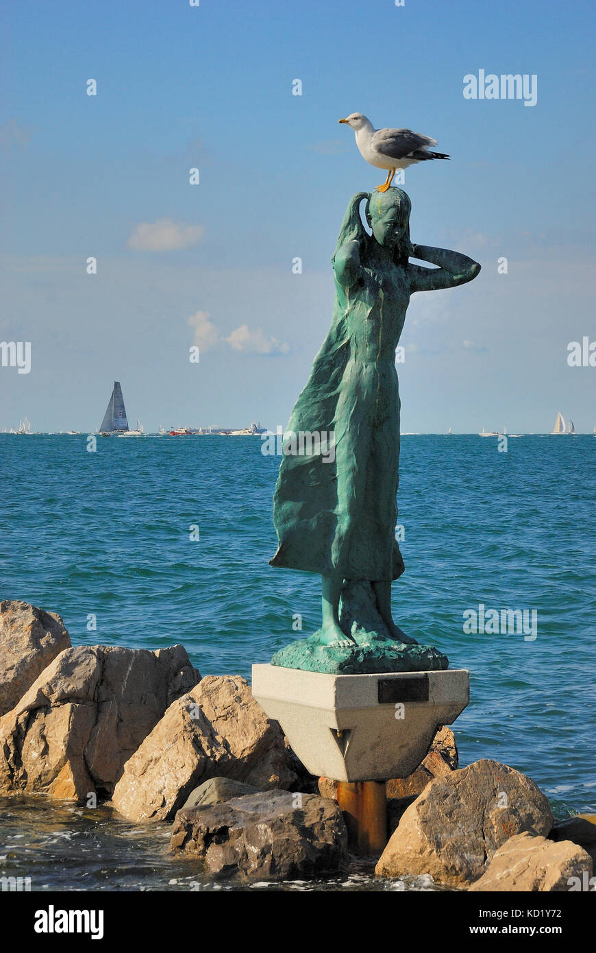 Trieste, Italy. The bronze statue "La Mula de Trieste", sculptor Nino ...