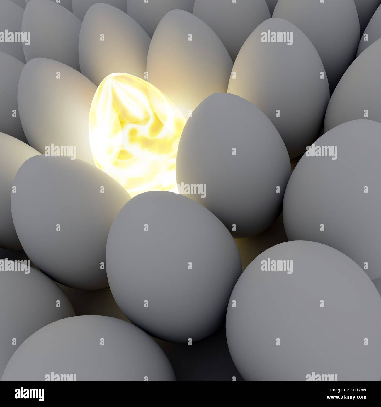 Unique abstract shining egg among simple eggs Stock Photo - Alamy