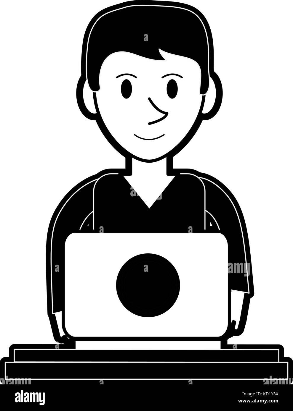 man using laptop icon image frontview Stock Vector Image & Art - Alamy