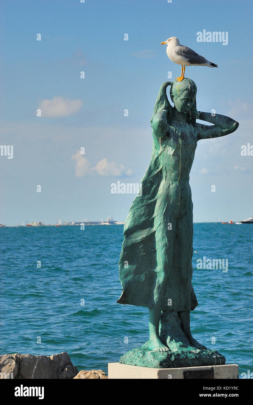 Trieste, Italy. The bronze statue "La Mula de Trieste", sculptor Nino ...