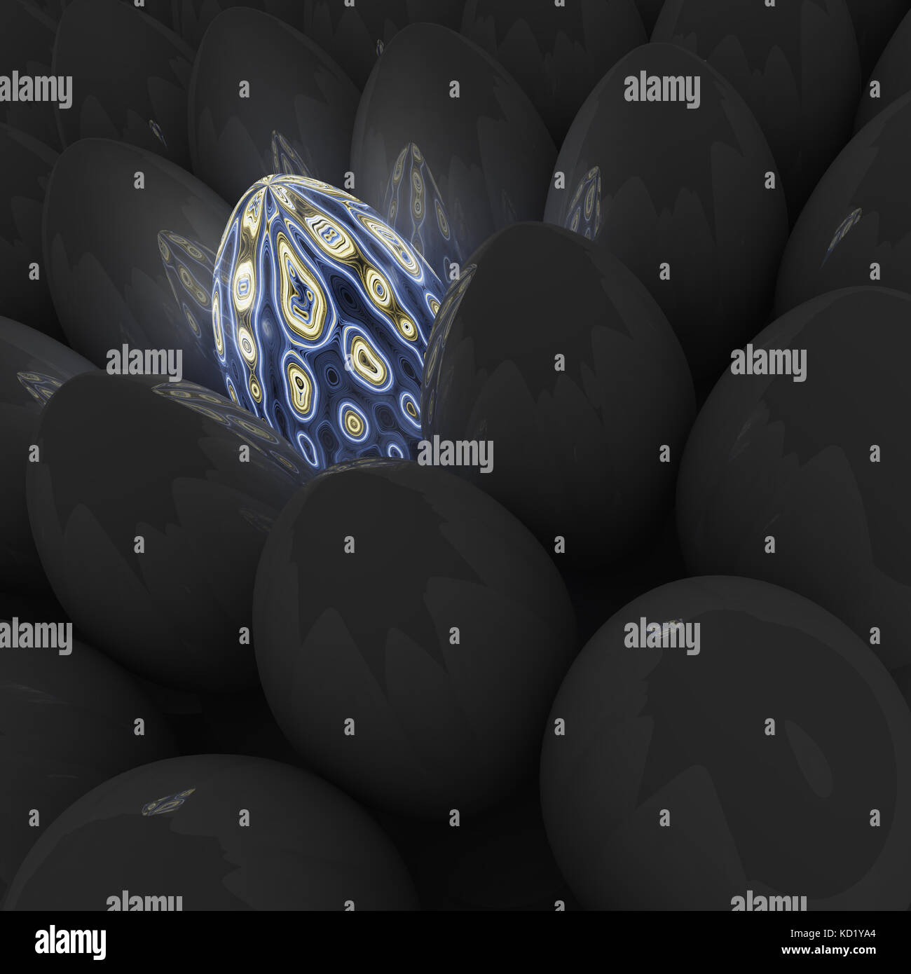 Unique abstract shining egg among simple eggs Stock Photo - Alamy