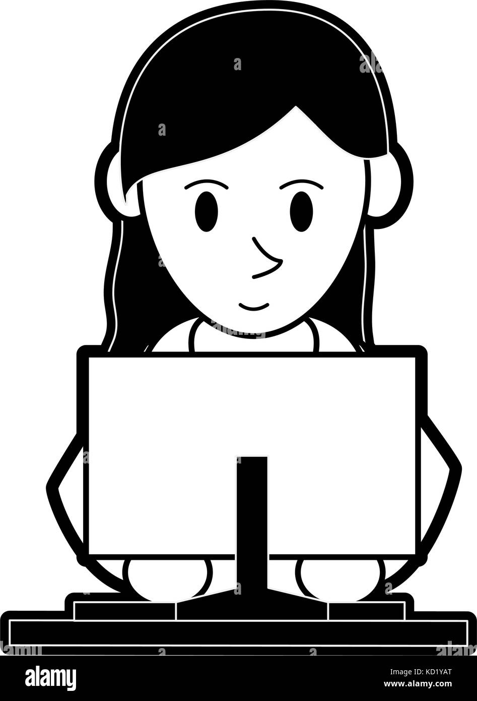 woman using computer icon image frontview Stock Vector Image & Art - Alamy