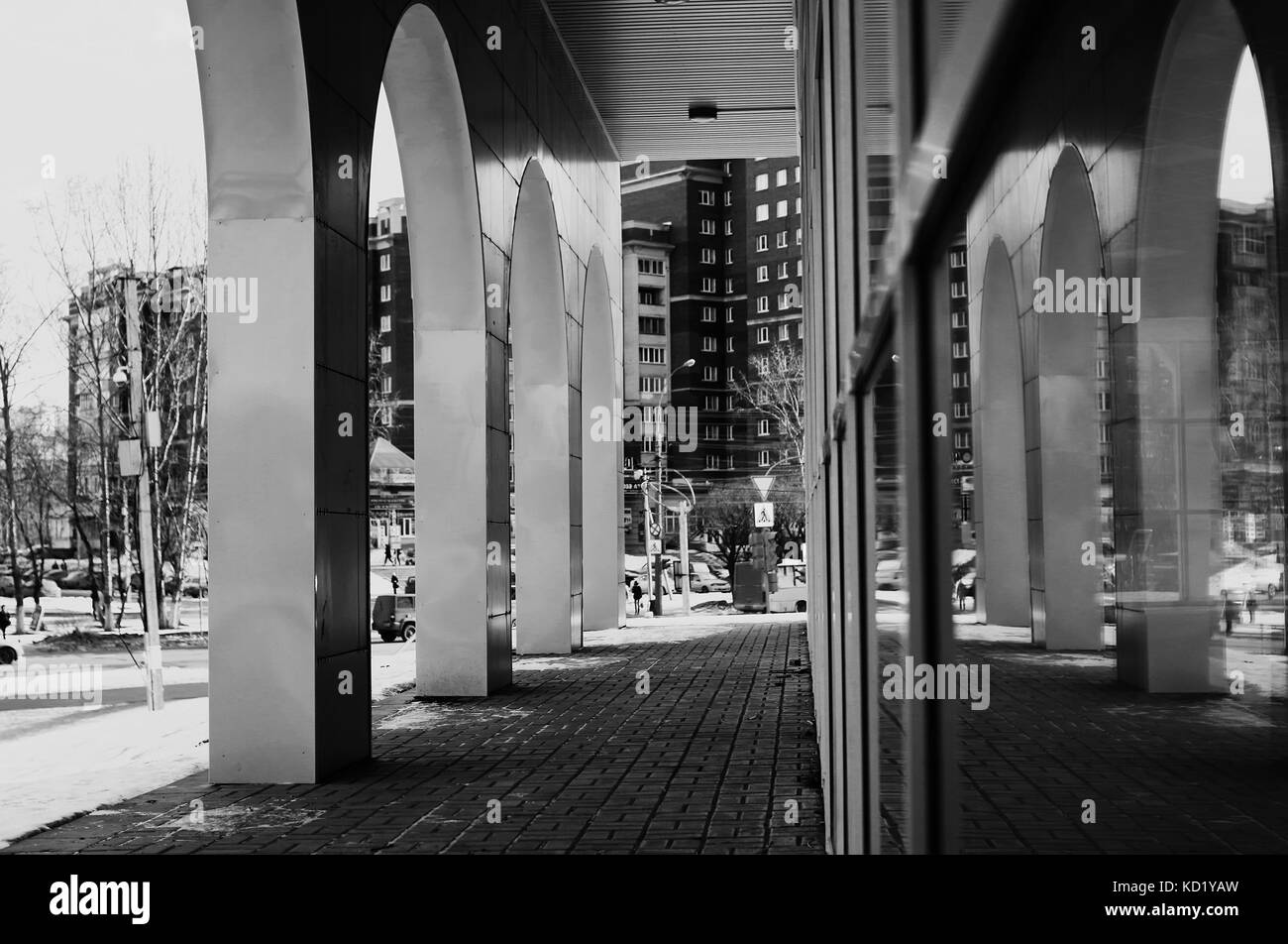 monochrome architecture glass arches Stock Photo - Alamy