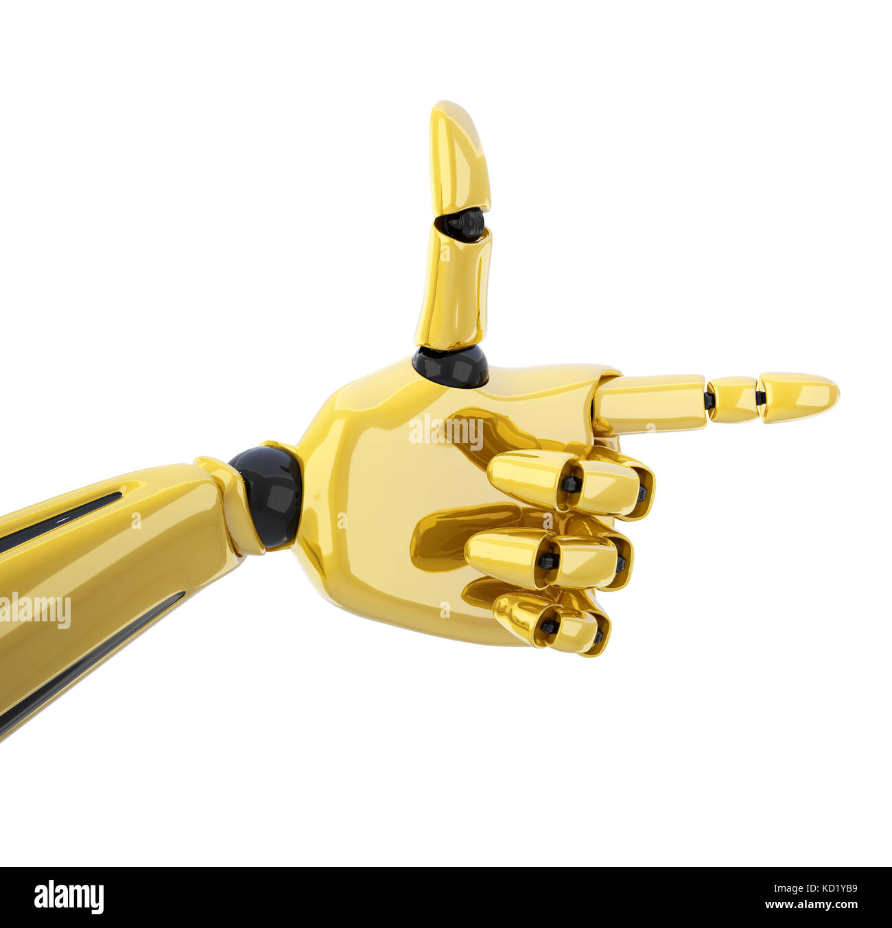 Pointing gold robotic hand. Ibcluding clipping path Stock Photo - Alamy